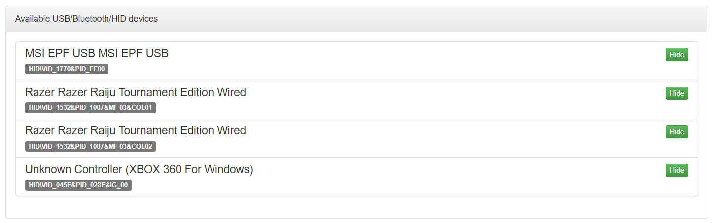 Raiju TE - "Hide DS4 Controller" does not hide Controller with BT ...