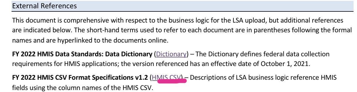 Spec: link to HMIS CSV spec should be corrected · Issue #928 · HMIS/LSASampleCode · GitHub