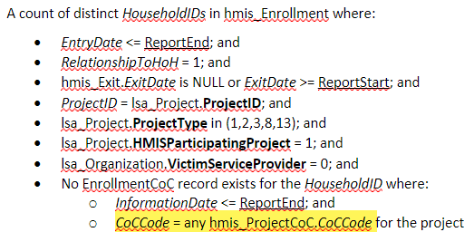 Sample Code: [NoCoC] issue · Issue #948 · HMIS/LSASampleCode · GitHub