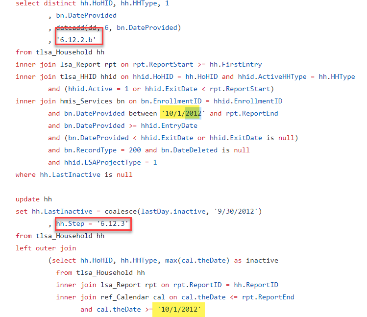 06 LSAHousehold.sql: hardcoded date · Issue #964 · HMIS/LSASampleCode · GitHub