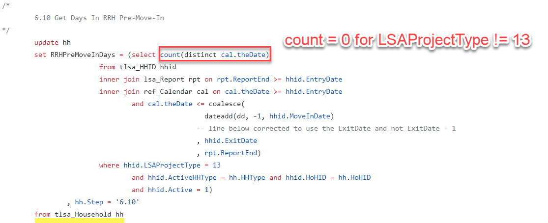 Step 6.10: [RRHPreMoveInDays] - null vs 0 · Issue #986 · HMIS/LSASampleCode · GitHub