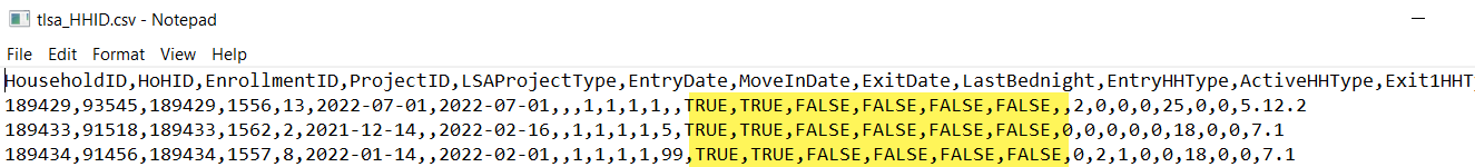 tlsa_HHID.csv: 1 & 0 are displayed as TRUE & FALSE · Issue #991 · HMIS/LSASampleCode · GitHub