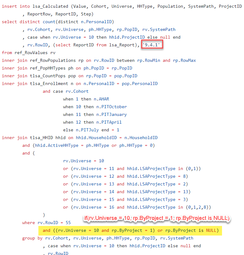 LSACalculated.csv: unexpected Population IDs are reported for Universe 10 report row 55 · Issue ...