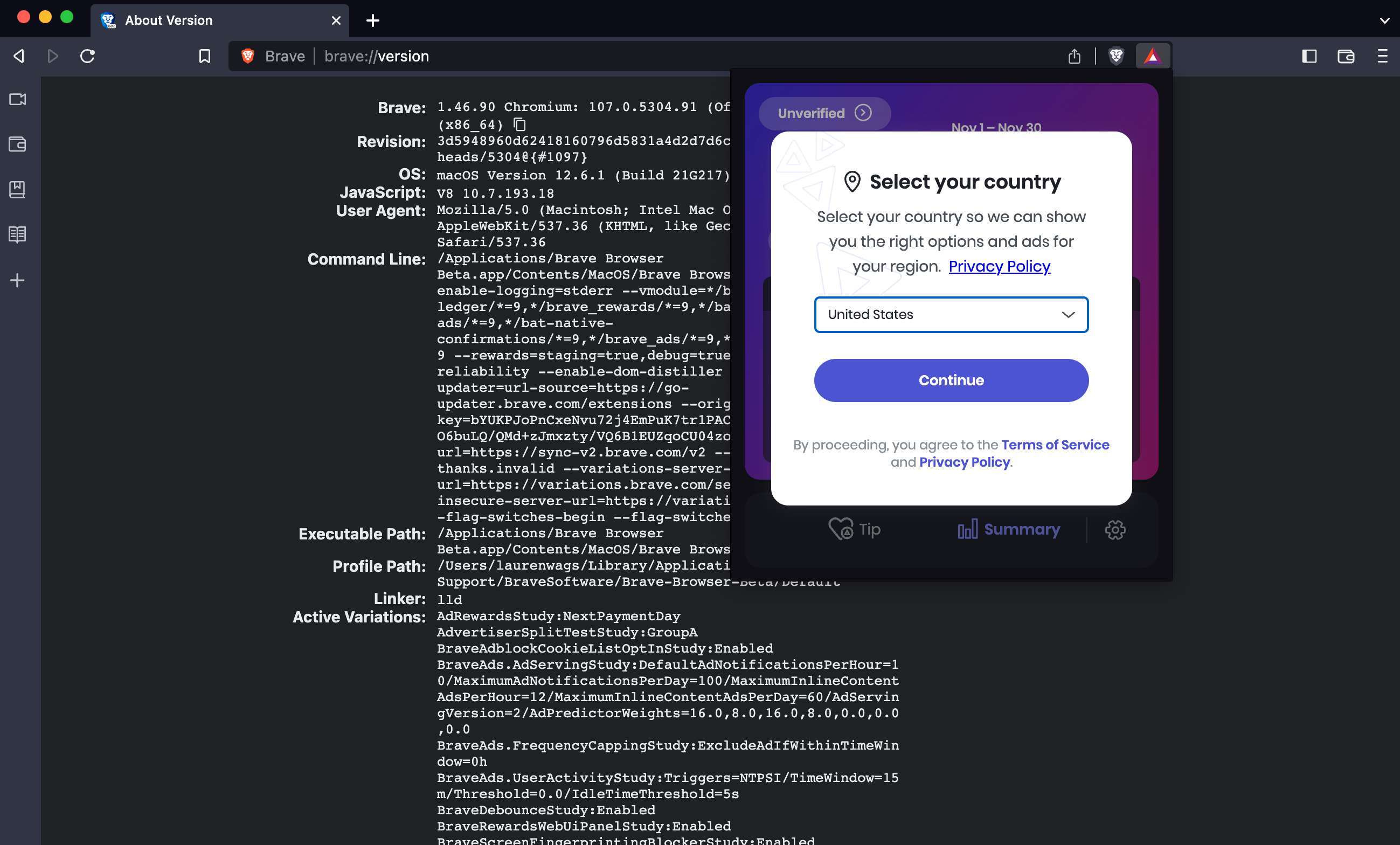 Update Error Different Account Region Error Modal Text · Issue 25918 · Brave Brave Browser