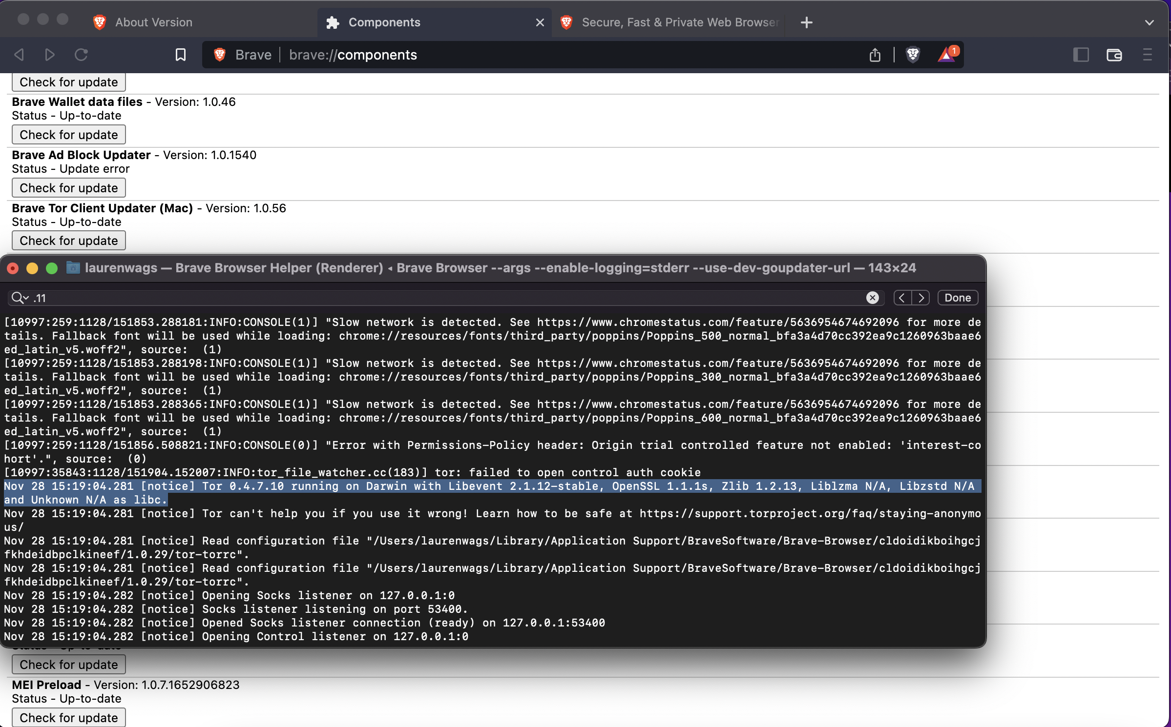 Tor Component App Binary Warning On Launch With Existing Profileinstall Using ` Use Dev
