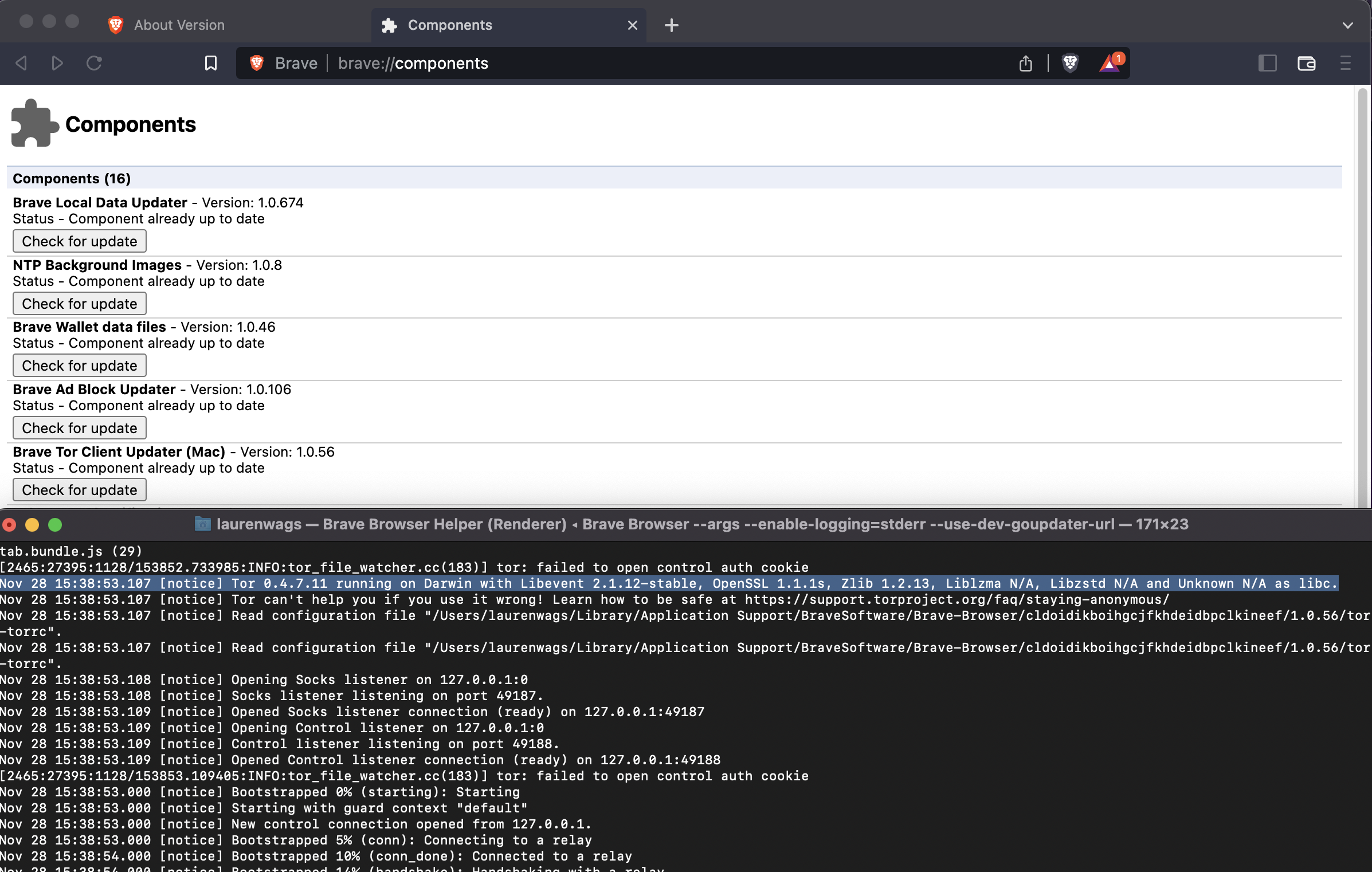 Tor Component App Binary Warning On Launch With Existing Profileinstall Using ` Use Dev