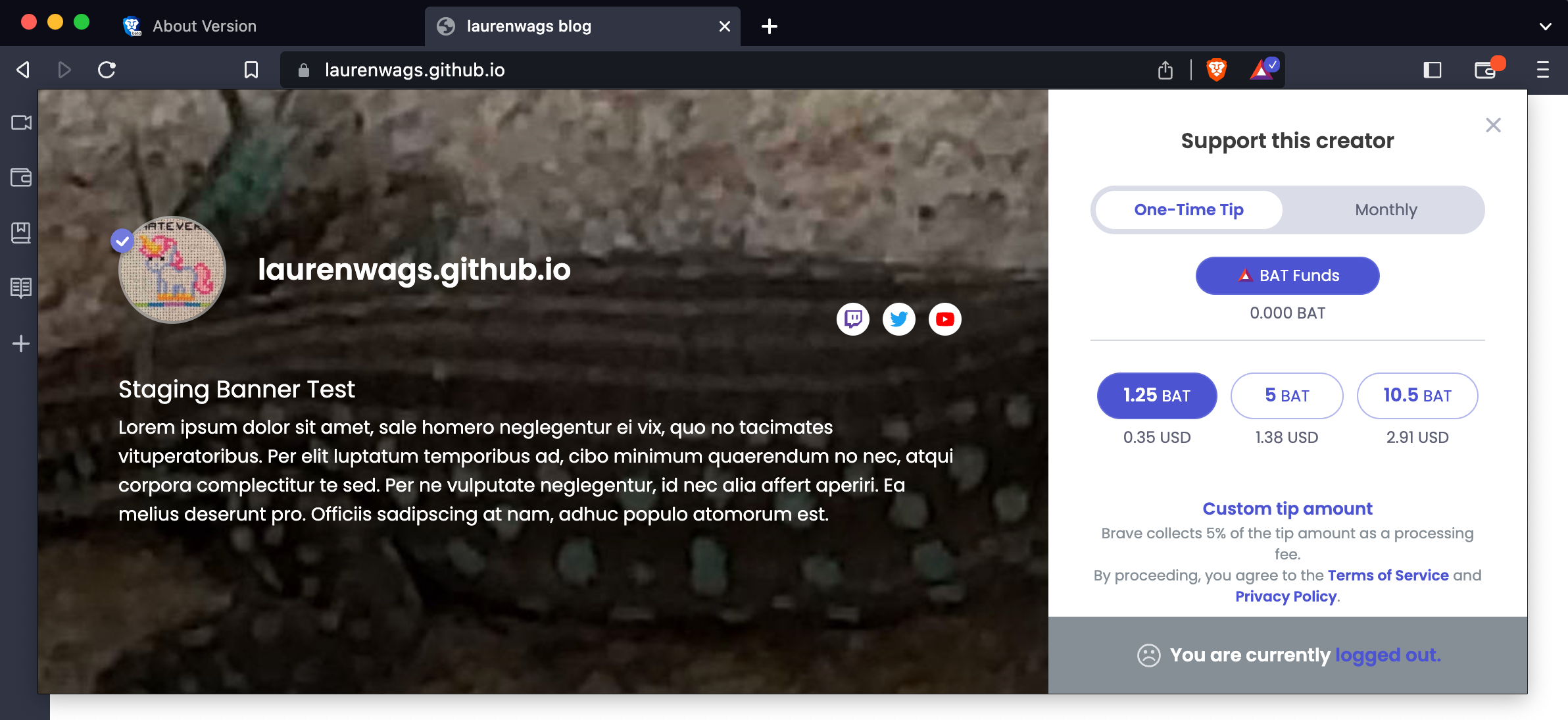 Update tipping banner text when user is in `Logged out` state · Issue ...