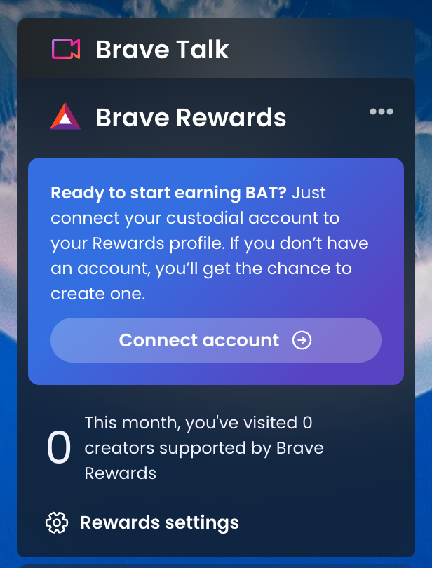 Simplify text on non-connected Brave Rewards panel and NTP Rewards ...