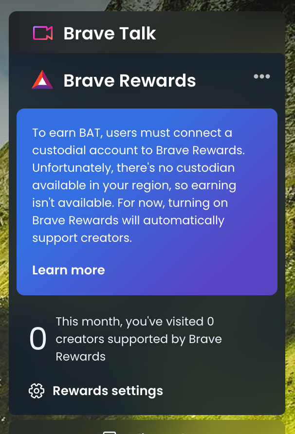 Simplify text on non-connected Brave Rewards panel and NTP Rewards ...