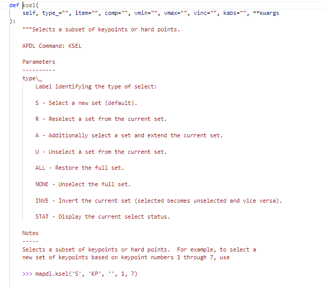 Extend documentation of Xsel commands · Issue #713 · ansys/pymapdl · GitHub Extend documentation of Xsel commands · Issue #713 · ansys/pymapdl · GitHub