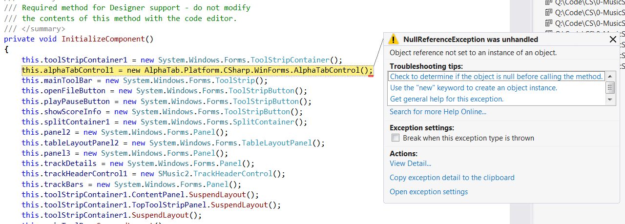 Sample "AlphaTab.Sample.WinForms" crashing on run in VS 2012 · Issue #271 · CoderLine/alphaTab ...