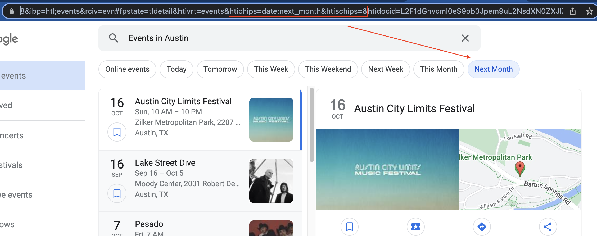 [Google Events API] Allow users to filter results by the time of events using `htichips ...