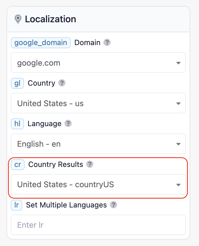 [Google Search API] Add support to the `cr` parameter · Issue #459 · serpapi/public-roadmap · GitHub