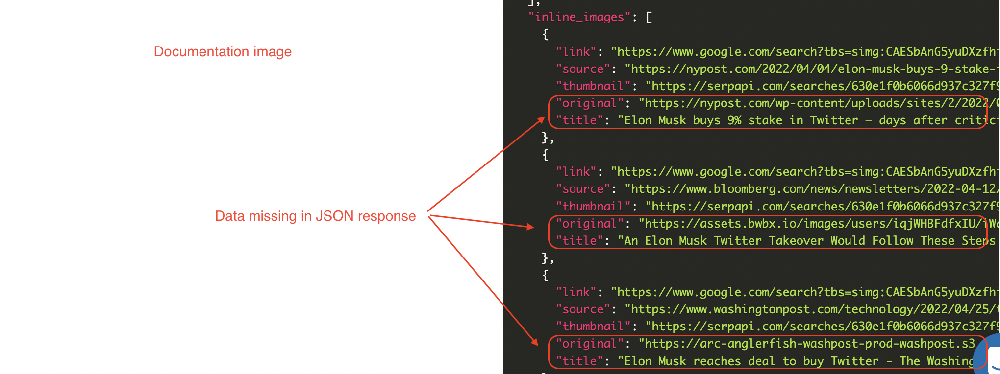 [Google Reverse Image Search] No `original` and `title` returned for ...