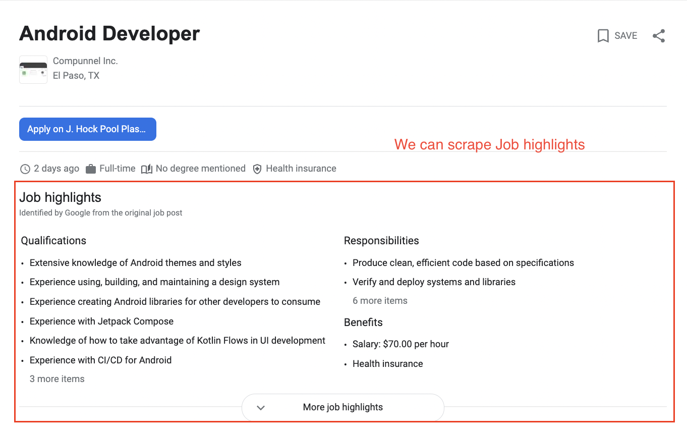 [Google Jobs Listing API] Scrape Job highlights, Similar jobs and ...