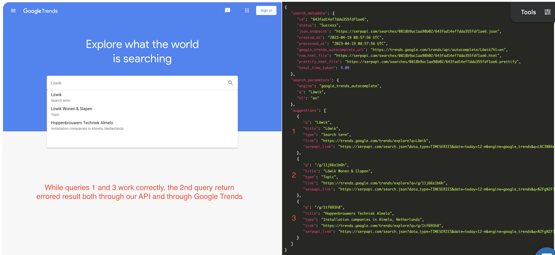 [Google Trends Autocomplete API] `suggestions` return results ...