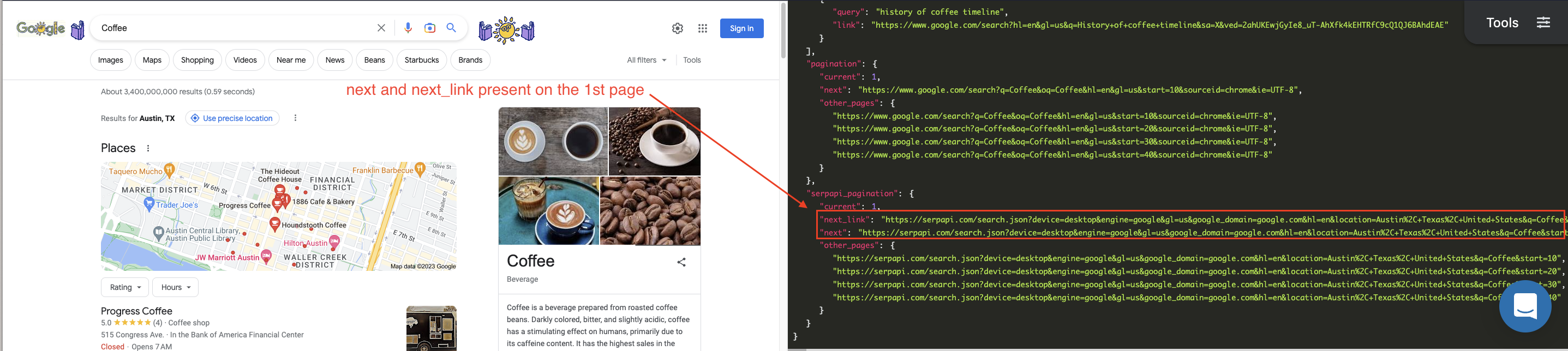 [Google Search API] Missing `next` and `next_link` from JSON response when pagination is used ...