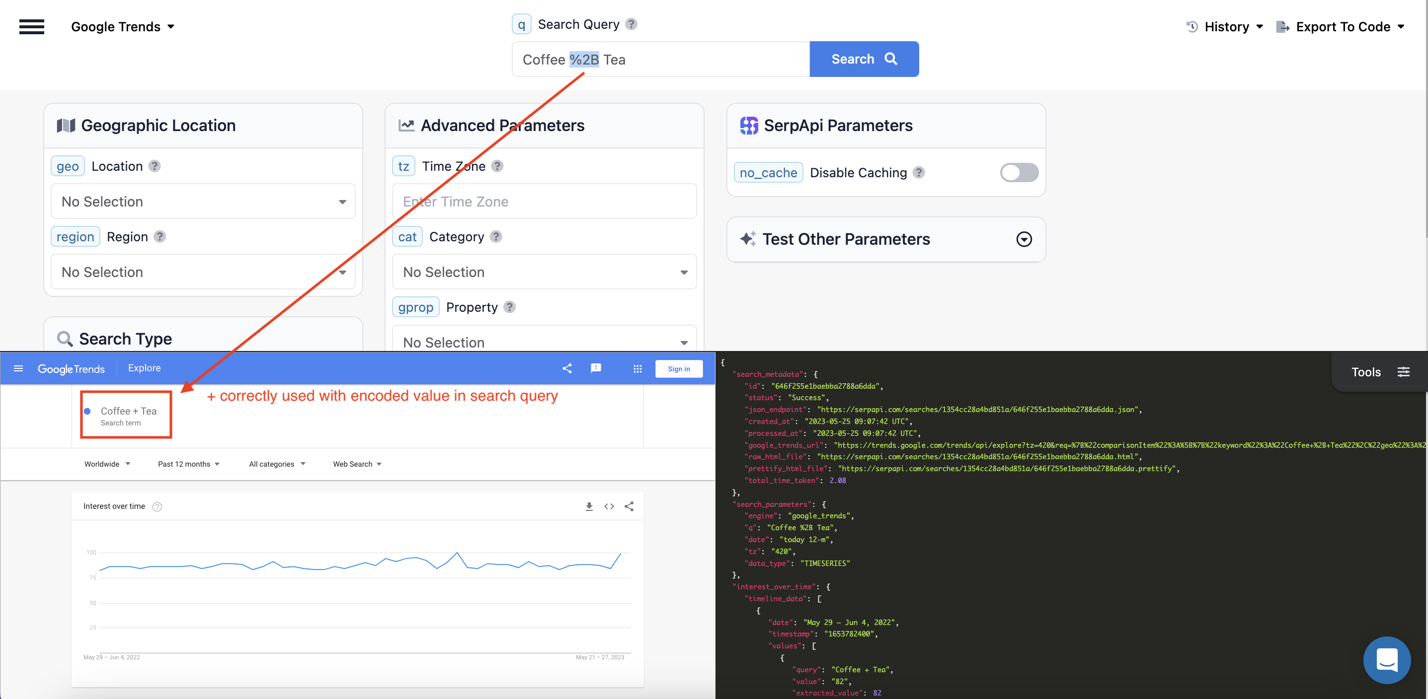[Google Trends API] The `+` operator is ignored · Issue #892 · serpapi/public-roadmap · GitHub