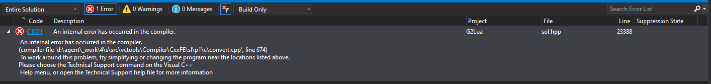 VS2019 internal compiler error · Issue #846 · ThePhD/sol2 · GitHub