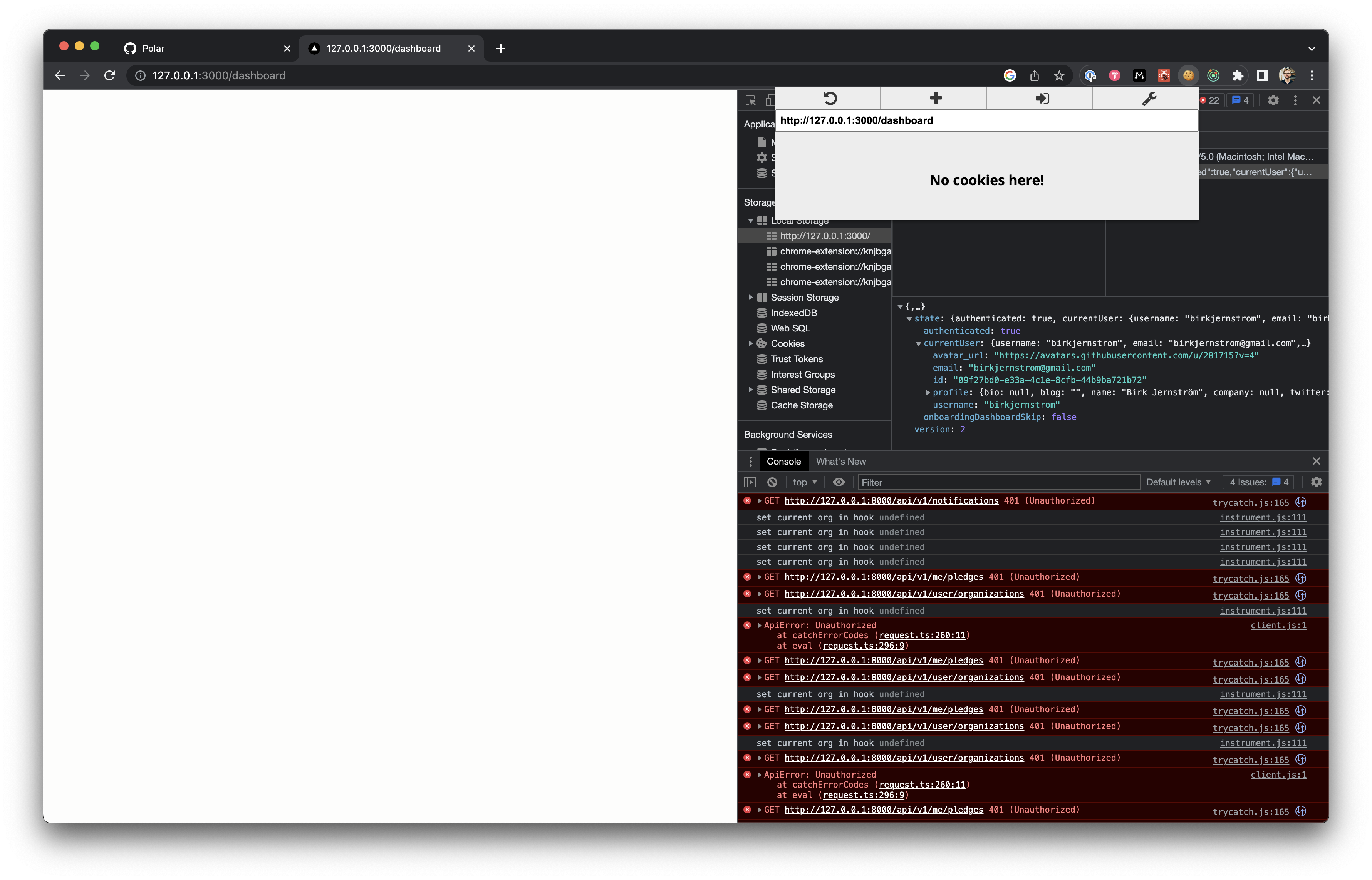 Blank screen at /dashboard when unauthenticated · Issue #226 · polarsource/polar · GitHub