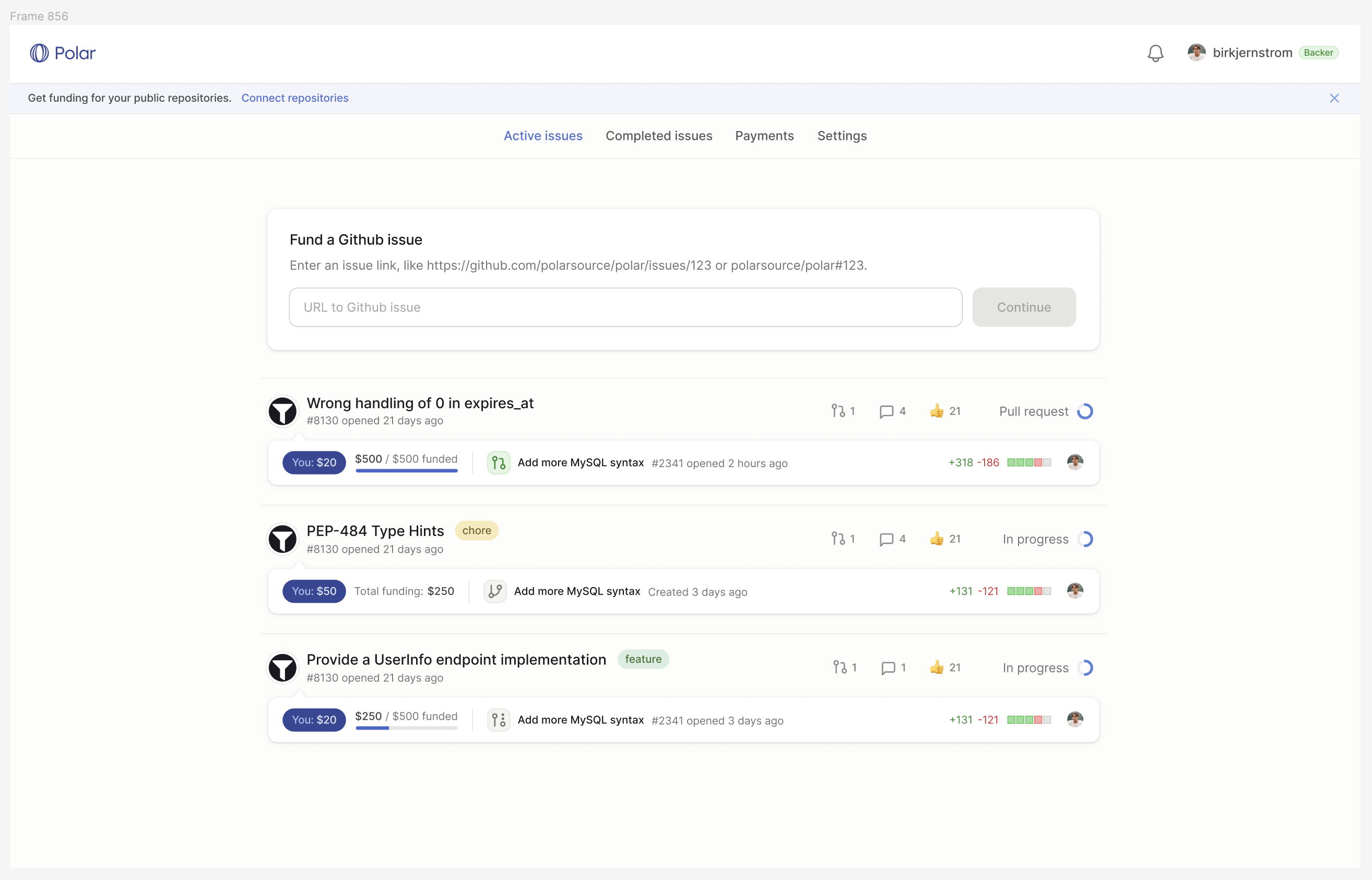 Backer: Updated navigation · Issue #1089 · polarsource/polar · GitHub