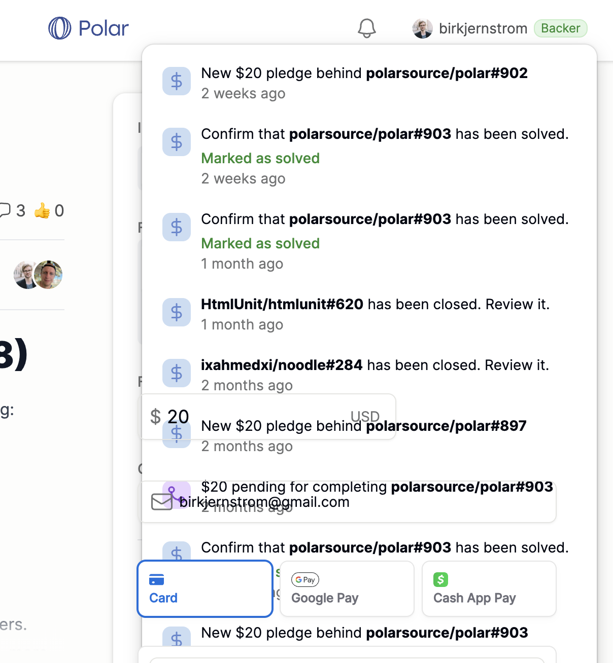 Notifications shown behind other content (too low z-index) · Issue #1313 · polarsource/polar ...