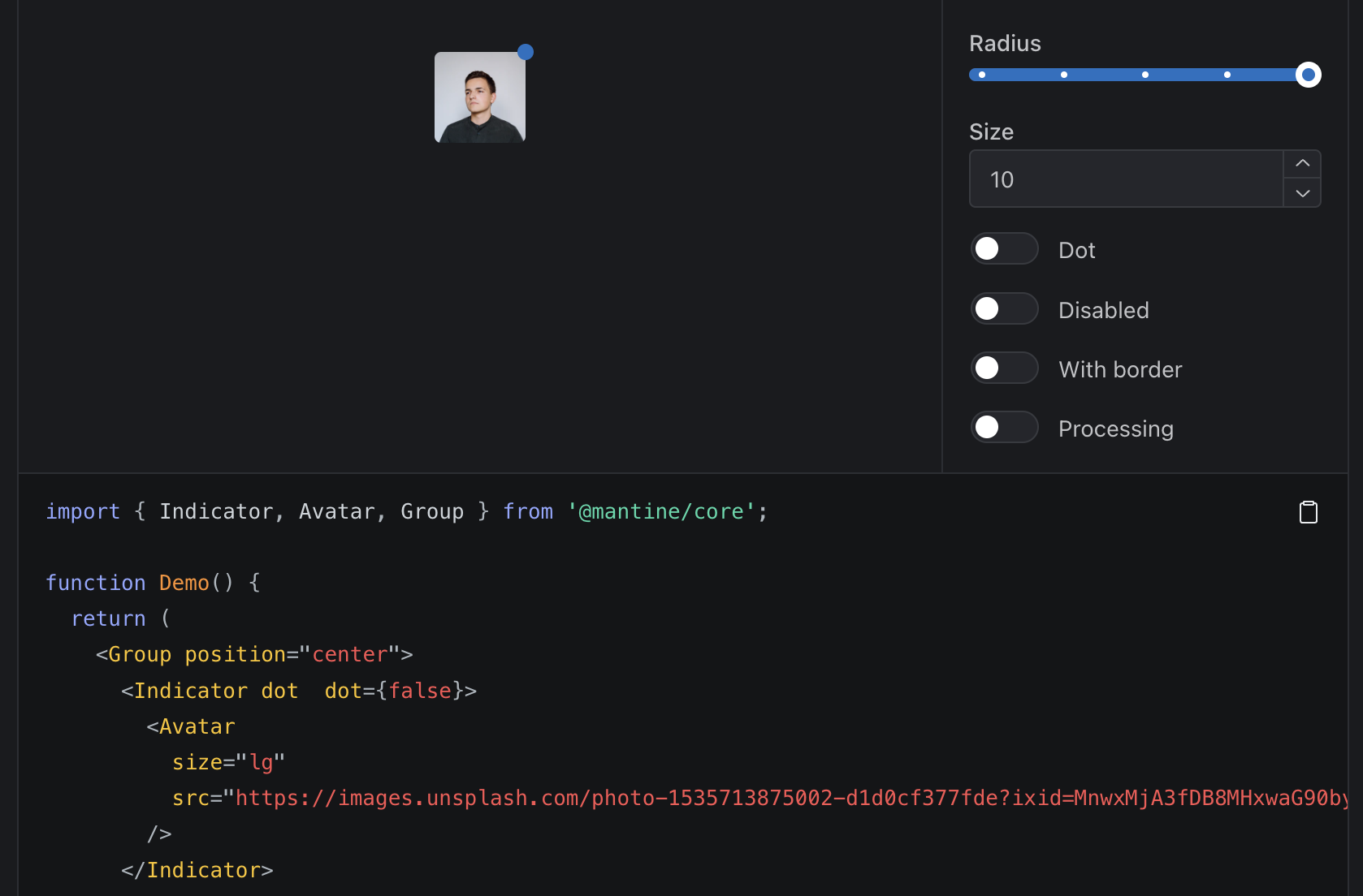 `dot={false}` but `dot` in indicator docs. · Issue #2407 · mantinedev/mantine · GitHub