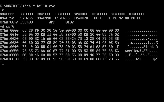 header of dos .exe file (MZ) is treated as part of the loaded image ...