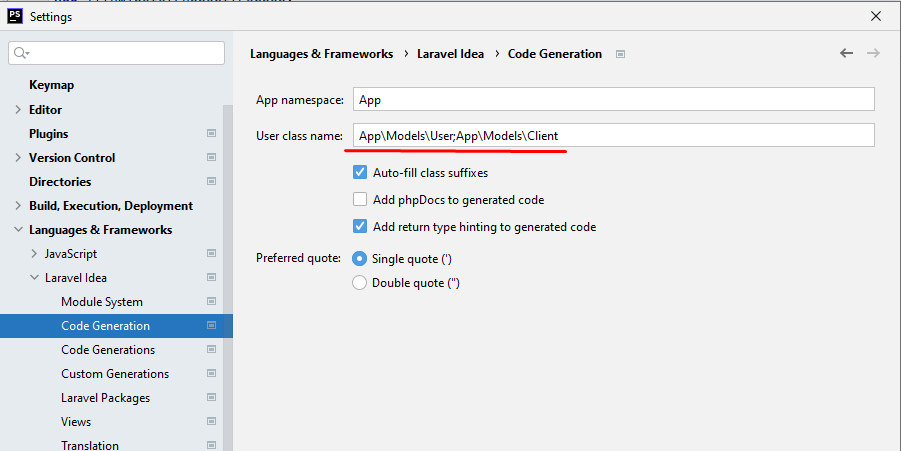 [Bug]: Custom User model completion in Create Policy · Issue #403 · laravel-idea/plugin · GitHub