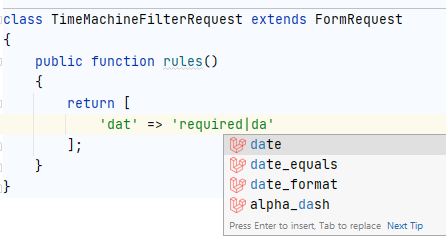 Validation rules autocomplete in FormRequest "rules" method · Issue #136 · laravel-idea/plugin ...