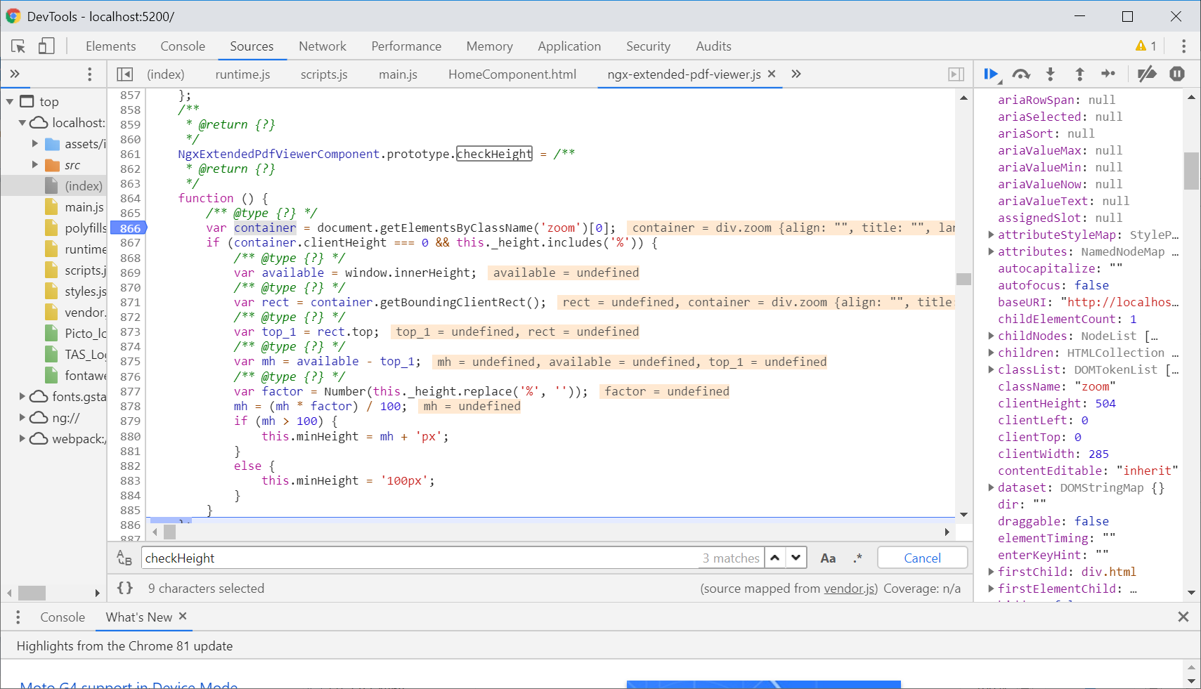 Use of ngx-extended-pdf-viewer and this.checkHeight() is missing ...