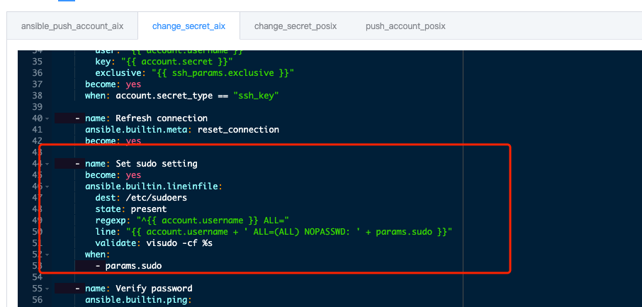 [Bug] playbook change Secret没有Set sudo setting · Issue #10411 · jumpserver/jumpserver · GitHub