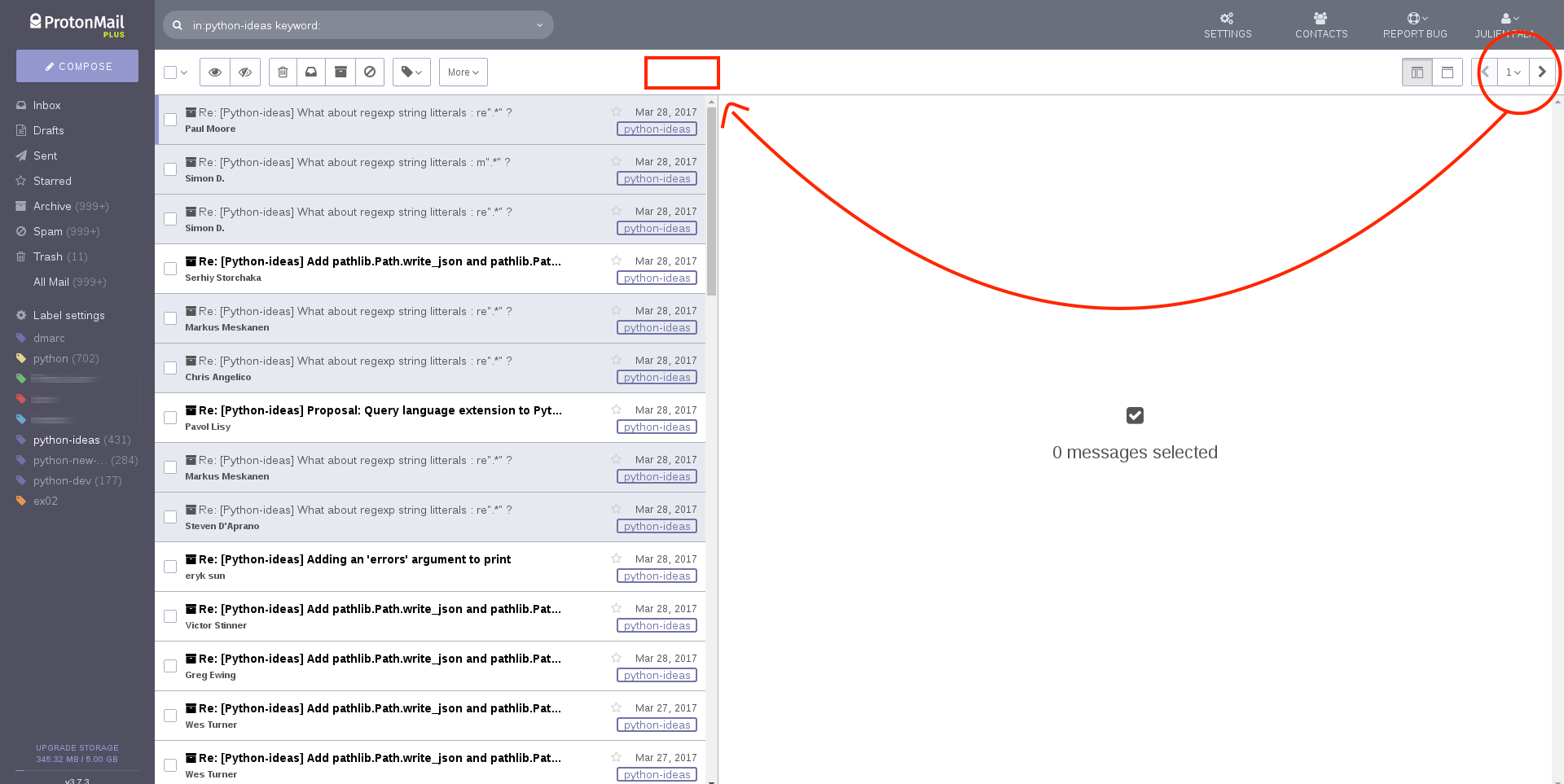 Pagination buttons are way too far from the thread list. · Issue #104 · ProtonMail/WebClients ...