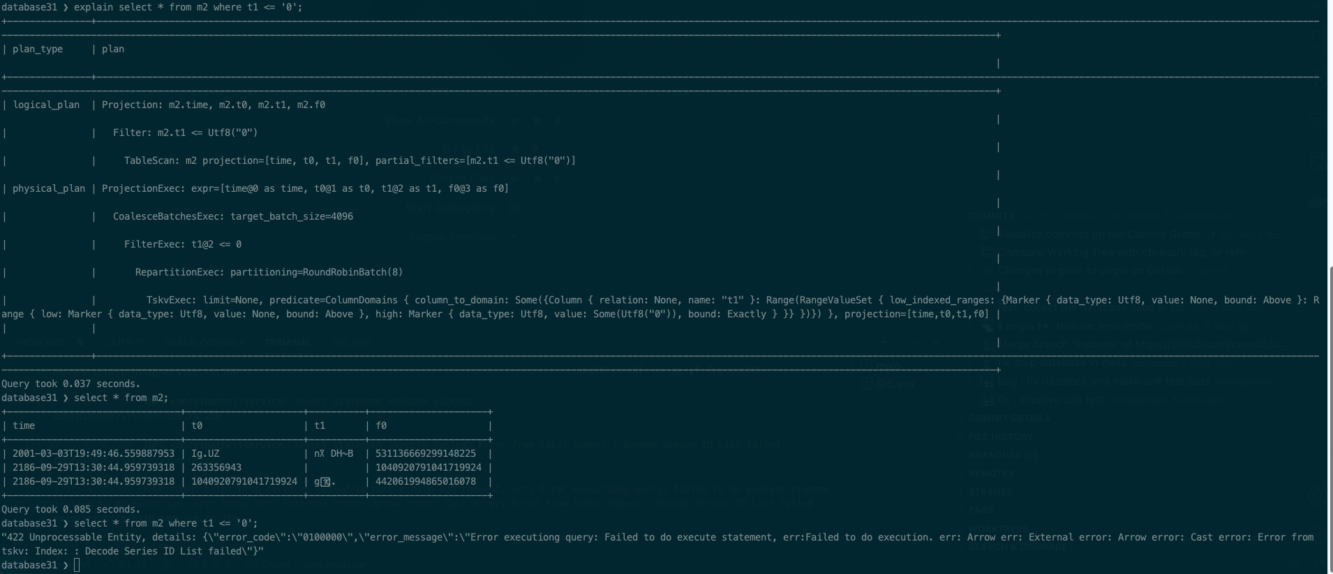Bug Query Throws Index Error · Issue 782 · Cnosdbcnosdb · Github 
