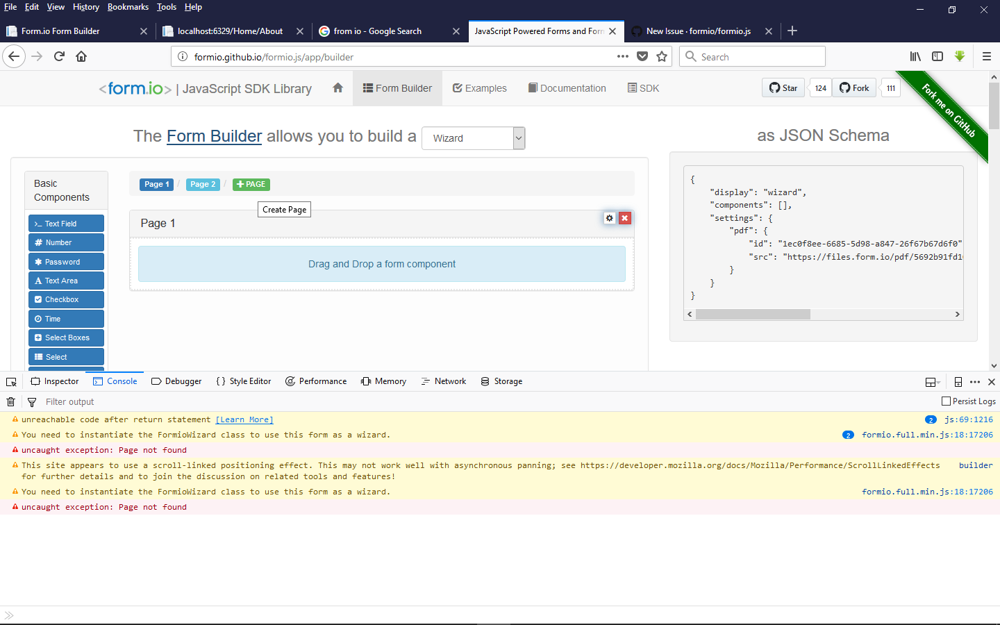 form wizard uncaught exception (page not found) · Issue #584 · formio/formio.js · GitHub