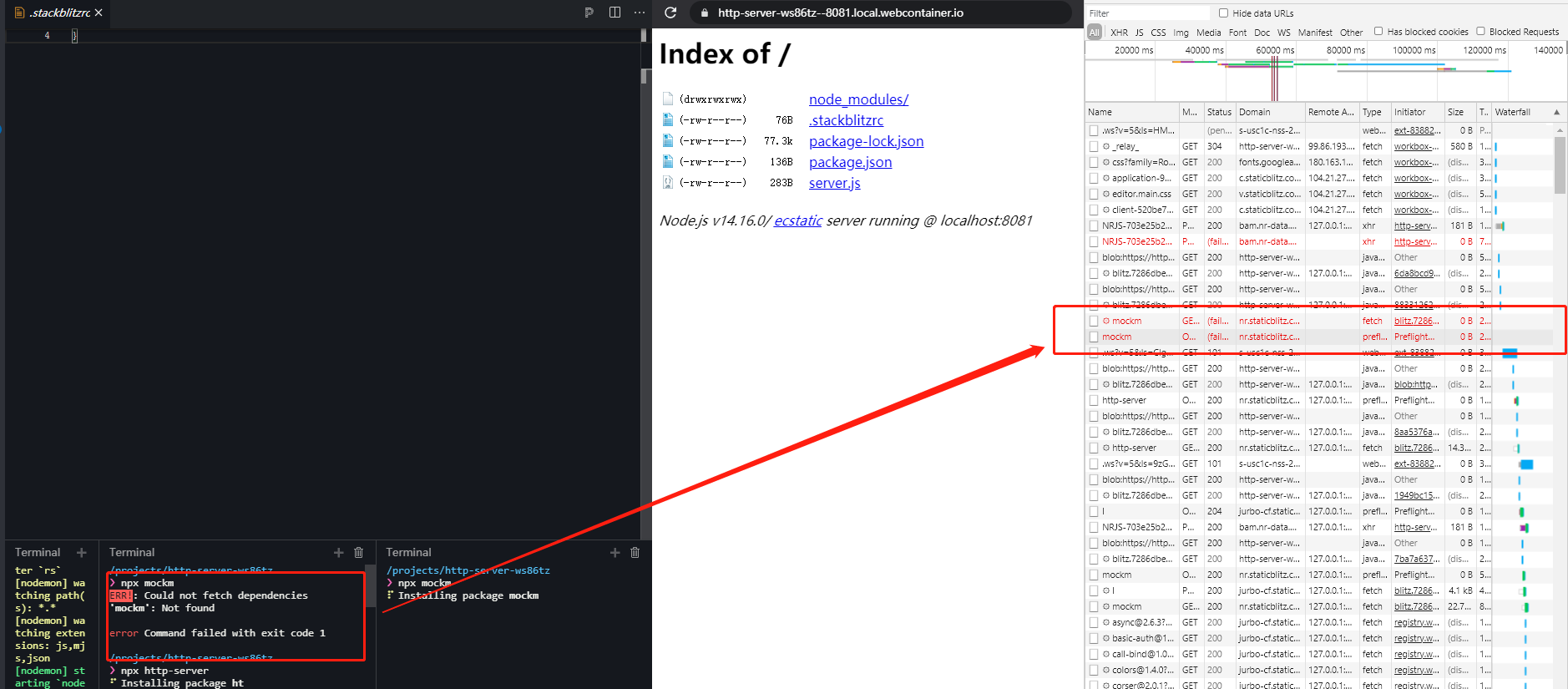 HttpError: Failed to fetch dependencies · Issue #1469 · stackblitz/core · GitHub