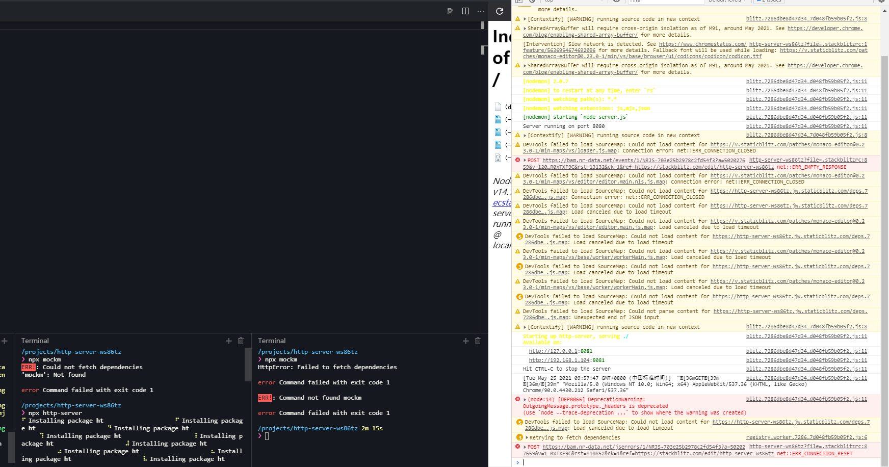 HttpError: Failed to fetch dependencies · Issue #1469 · stackblitz/core · GitHub