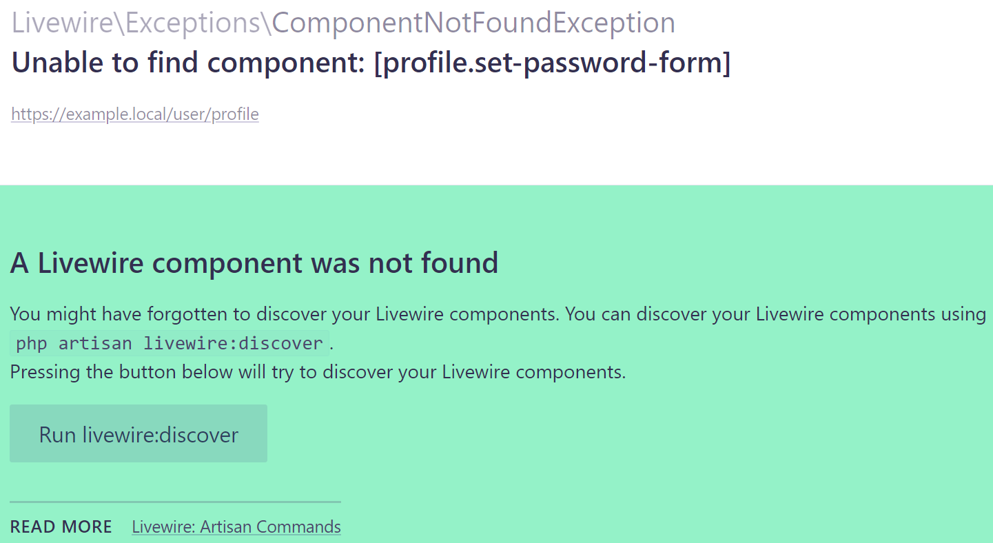 Laravel\Jetstream\Http\Livewire\SetPasswordForm component doesn't exist · Issue #700 · laravel ...