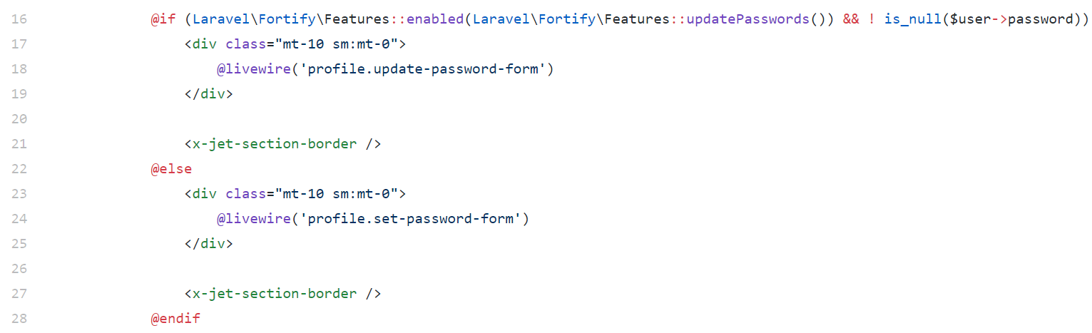 Laravel\Jetstream\Http\Livewire\SetPasswordForm component doesn't exist · Issue #700 · laravel ...
