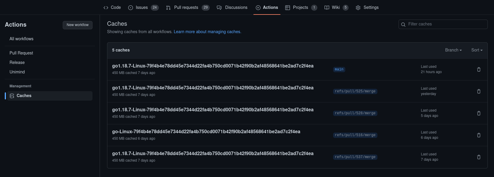 Add a button to clear all Github Action caches · Issue #6115 · refined-github/refined-github ...