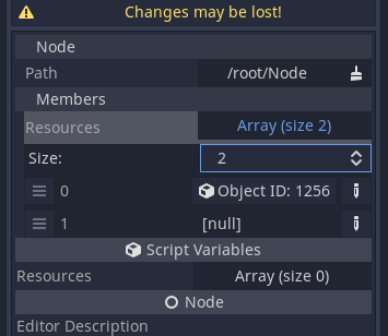 Editing an array in running game using inspector causes references to ...