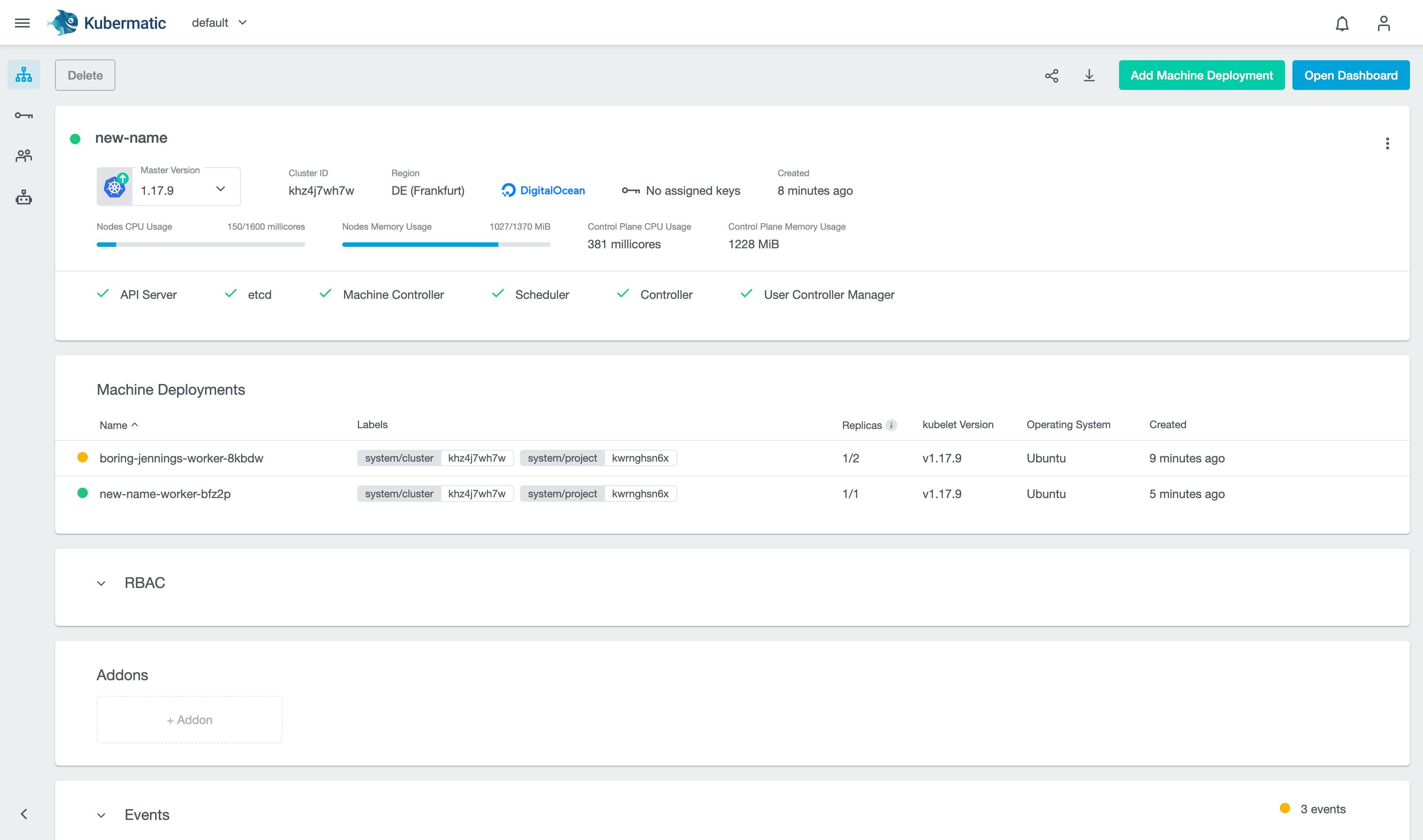 Make node names contain human-readable cluster name · Issue #1838 · kubermatic/dashboard · GitHub