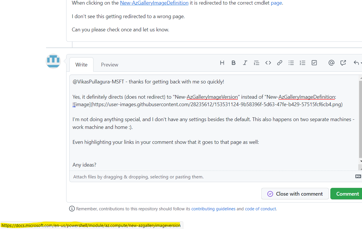 Hypelink to New-AzGalleryImageDefinition cmdlet directs to incorrect cmdlet page · Issue #87870 ...