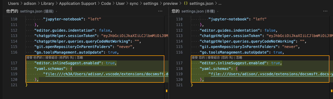 Setting sync conflicted on different OS · Issue #184474 · microsoft/vscode · GitHub