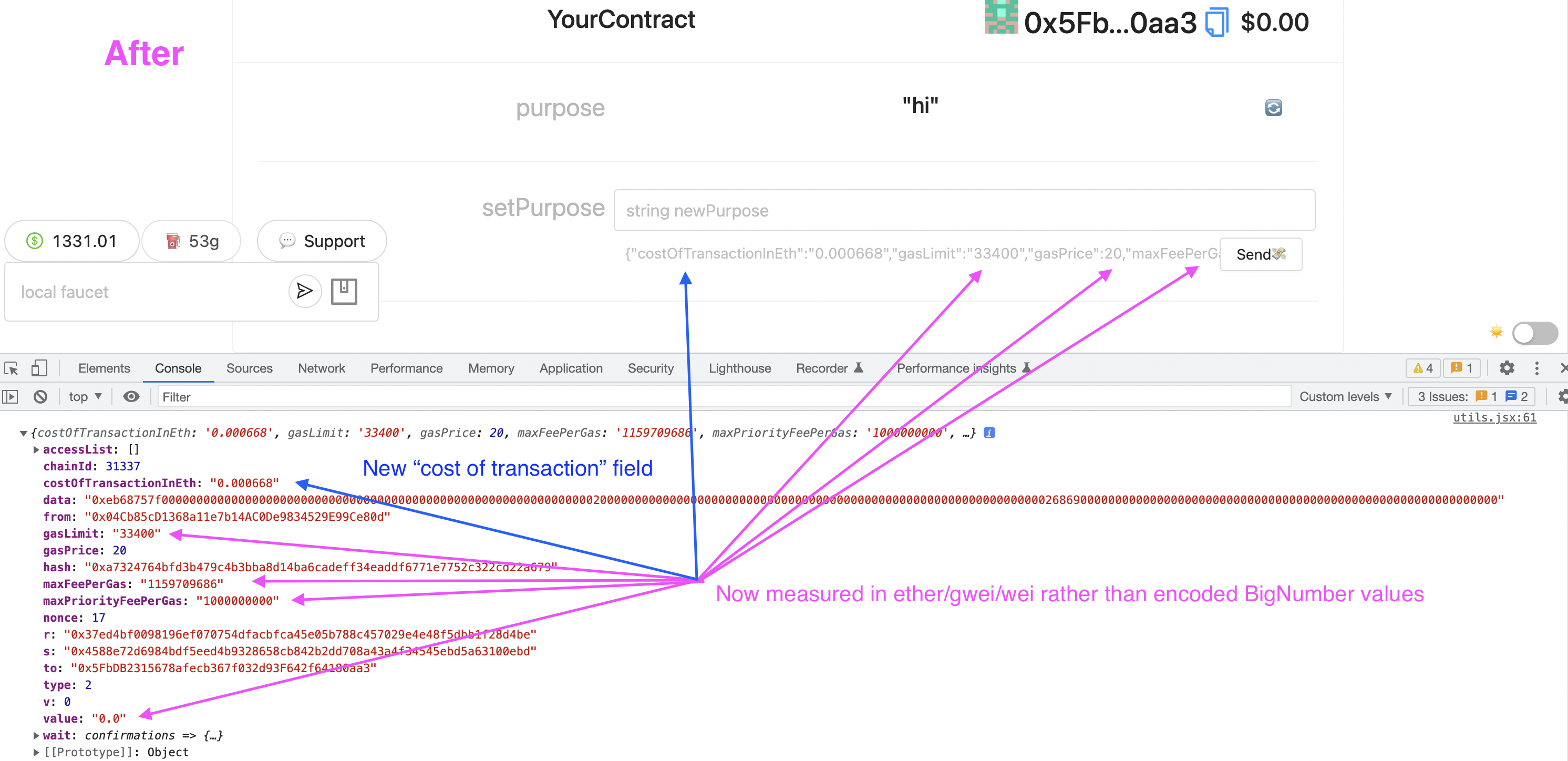 better display of transaction results by ericcorriel · Pull Request #914 · scaffold-eth/scaffold ...