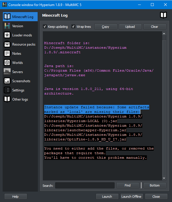 MultiMC update failed · Issue #658 · HyperiumClient/Hyperium · GitHub