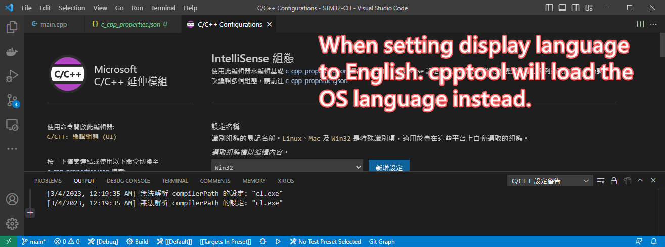 Intellisense Tooltip and C/C++ Warning showing Windows OS language instead of VSCode Display ...