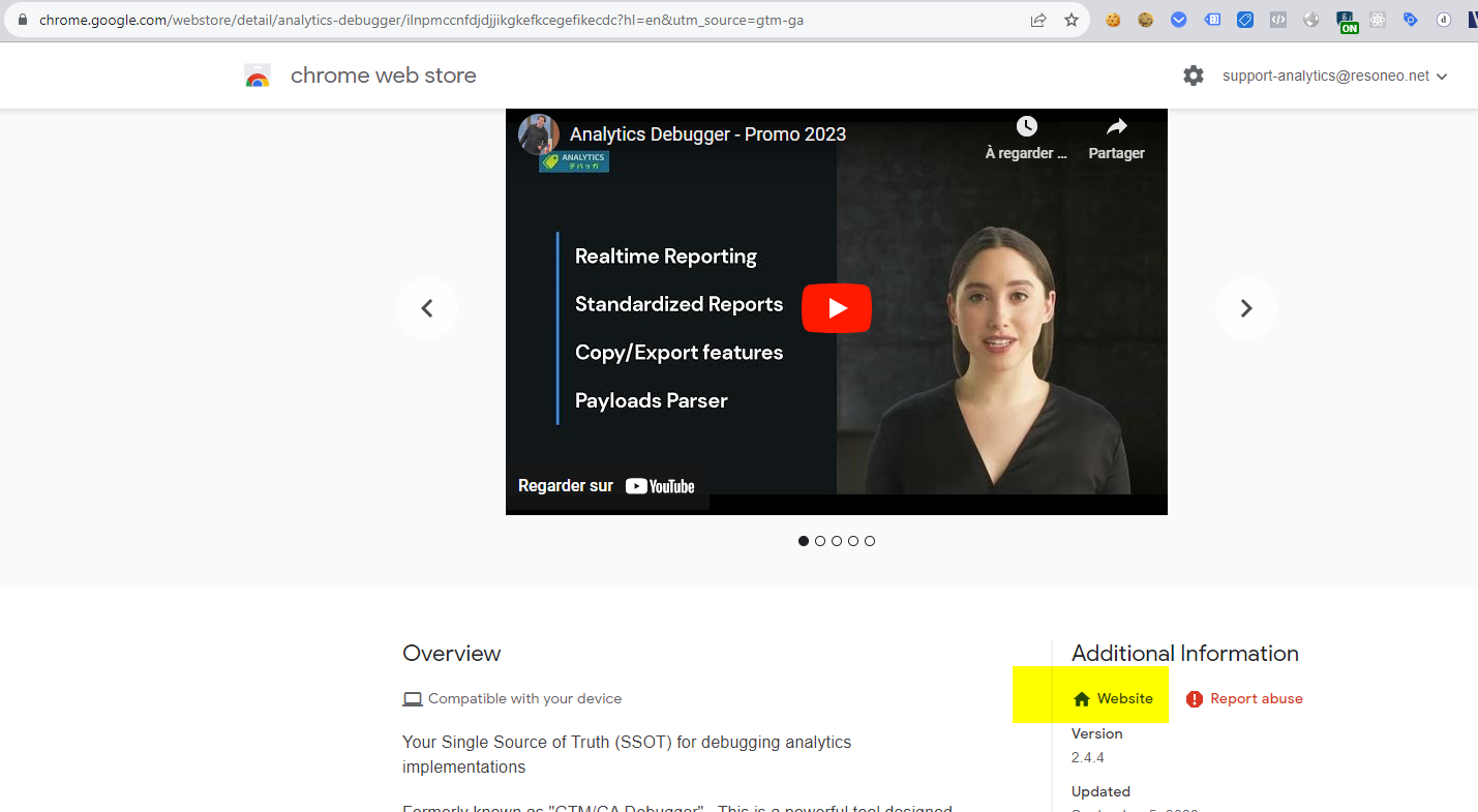 Link To Web Site From The Chrome Store Extension Page Is Broken · Issue