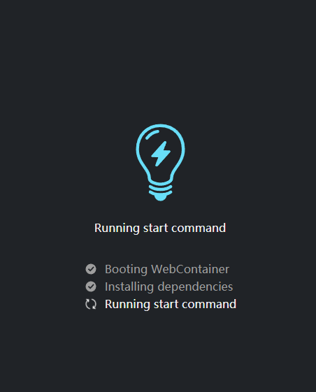 stuck in `Running start command` · Issue #848 · stackblitz/webcontainer-core · GitHub