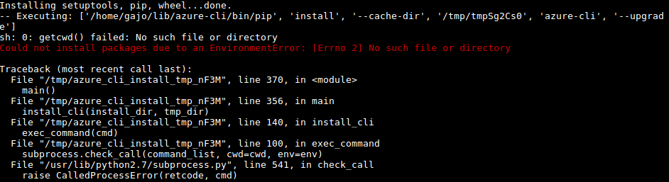 Could Not Install Packages Due To Environmenterror · Issue 6512 · Azure Azure Cli · Github